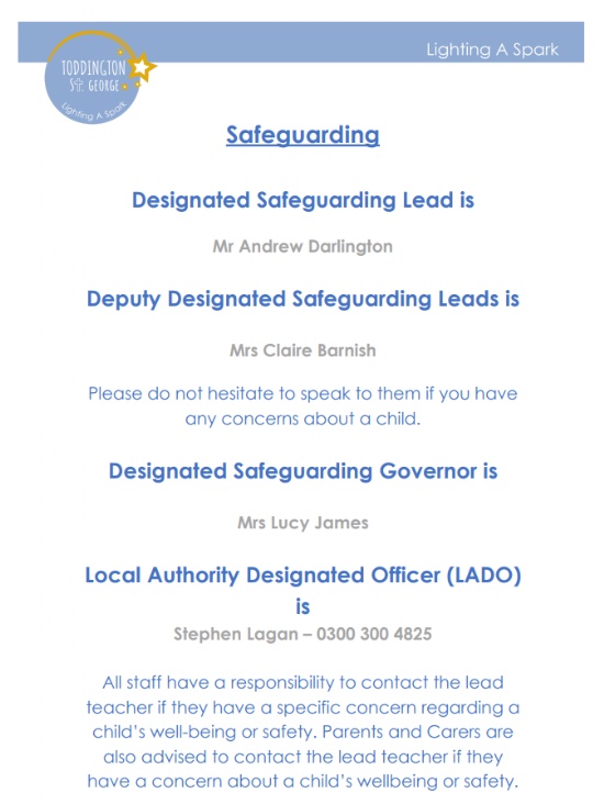 Toddington St. George Church of England School - Safeguarding Information